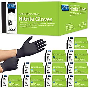 Inspire Black Nitrile Gloves | THE ORIGINAL Quality Black Gloves Disposable Latex Free | 4.5 Medical Gloves Cooking Gloves, Food Prep Gloves Mechanic Gloves Disposable Gloves Cleaning Gloves, Tattoo