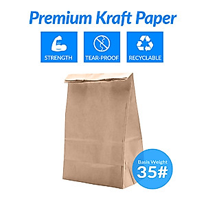 Reli. Paper Lunch Bags, 6 Lb | 500 Pcs - Bulk | Brown Paper Bags 6 lb Capacity | Kraft Lunch Bags/Small Grocery | Brown Sacks for Snacks, Crafts | Brown/Kraft
