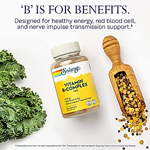 SOLARAY Vitamin B-Complex 100 mg, Healthy Energy, Blood Cell Formation & Nerve Impulse Transmission Support, 100 VegCaps (100 Count)