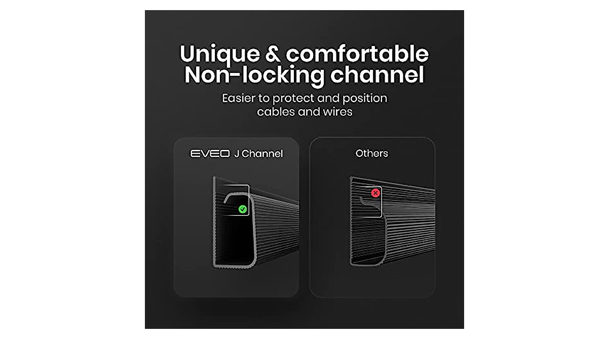 EVEO 96'' Cable Management J Channels - Easy Under Desk Organizer