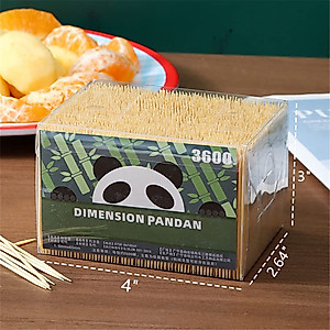 XAJH Bamboo Wood Toothpicks 3600 PCS, Double-Side Point, Round Wooden Tooth Picks with Box for Appetizer, Cocktail Olives, Cupcake Toppers, Cake Testing