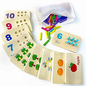 Wooden Number Counting Peg Board, Montessori Kids Math counters, Montessori Counting Toys for 3 4 5 Years Old Kids, Toddler Preschool Learning Toys, Kindergarten Homeschool Autism Learning Materials