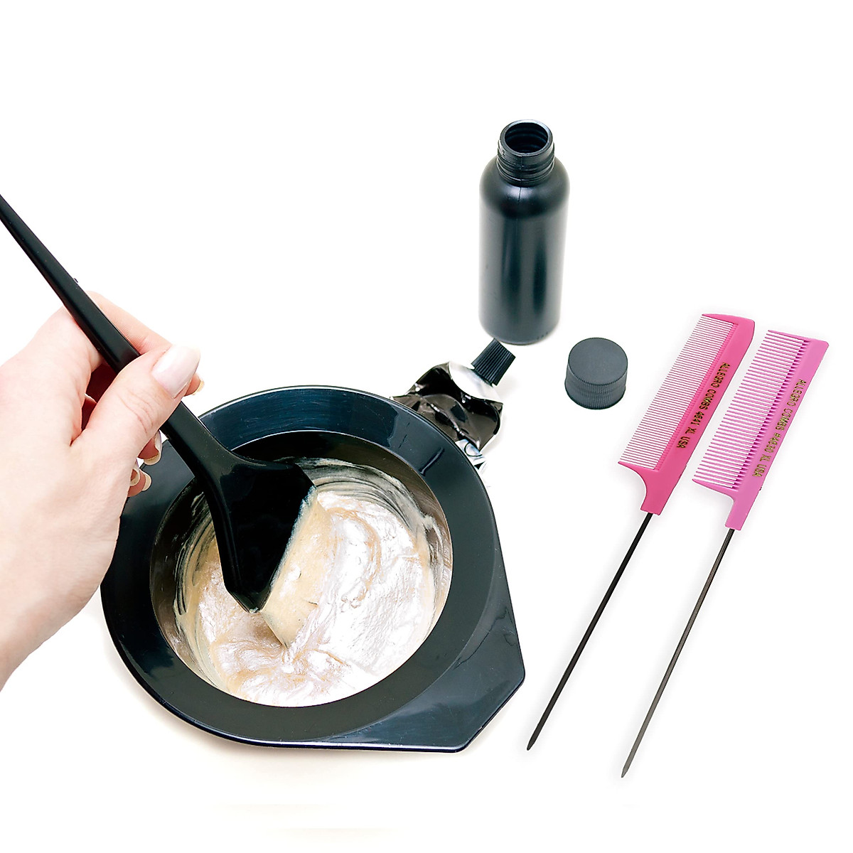 Allegro Combs XL Pintail Rat Tail Combs Parting Combs Metal Tail Foiling Combs Pin Combs 2 Pc. (PINK)