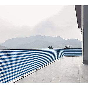 ALBN Balcony Privacy Screen Cover, Fits Apartment Railings, Patio Decking, HDPE Breathable UV Protection with Cable Ties, Height 75cm/90cm (Color : Blue-White, Size : 75x400cm)