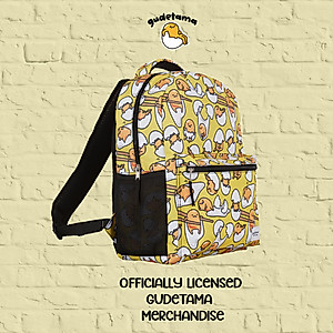Fast Forward Gudetama Lazy Egg Allover Backpack - Gudetama Lazy Egg Iconic Backpack - Officially Licensed Gudetama School Bookbag (Yellow)