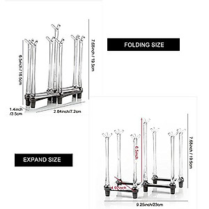 Marbrasse Retractable Cup Drying Rack, Drinking Glass and Sports Bottle Drainer Stand, Plastic Bag Dryer and Mug Tree with Non-Slip Bottom for Kitchen Countertop