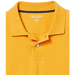 Amazon Essentials Mens Long Sleeve Polo Shirt with Collar, Regular-Fit Pique, Dark Yellow, Large