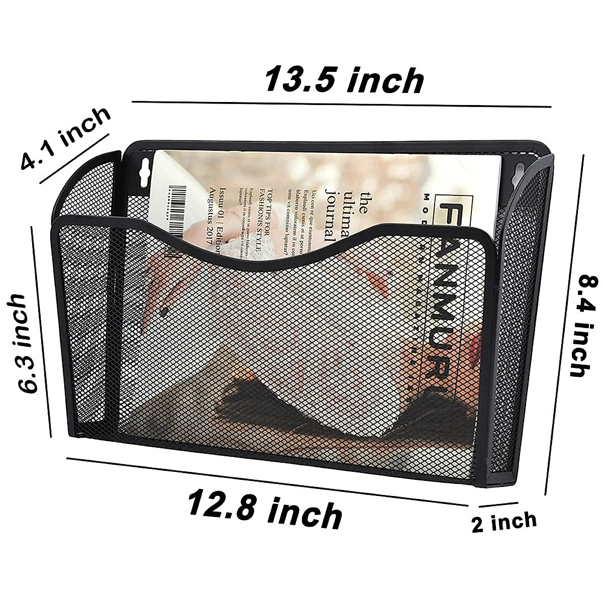 COSYAWN 6 Pack Mesh Wall Mounted File Holder, Metal Hanging Wall Paper Folder Organizers, Single Wall Pockets for Home and Office Black