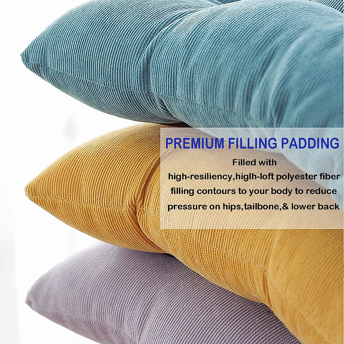 WJXBoos Set of 2 Chair Pads,Rectangle Seat Pads,Super Soft Stool Cushions Square Seat Cushions with Ties for Small stools School Office (Grey,16"*16"*2")