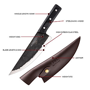 Seido Knives Gyakusatsu Butcher's Chef Knife - Full-Tang Blade for Precise Meat Slicing and Succulent BBQ - Versatile All-Rounder Knife