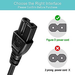 SLLEA 6ft AC Power Cord Cable Plug Compatible with Bose Acoustimass 3 6 9 10 15 25 Series IV Speaker System; Bose 3-2-1 321 GS Series II Powered Subwoofer