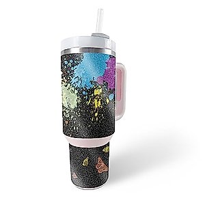 MightySkins Glossy Glitter Skin Compatible with Stanley The Quencher H2.0 FlowState 40 Oz Tumbler - Splatter | Protective, Durable High-Gloss Glitter Finish | Easy to Apply, Remove, and Change Styles