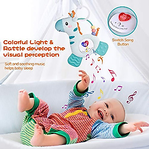 Teething Toy for Babies, Infant Baby Toys Musical Color Rattle Soft Light, Fisher Price Carseat Giraffe Toddler Music Toys for 0-6 Months Infants Babys Boy Girls Washable Plush