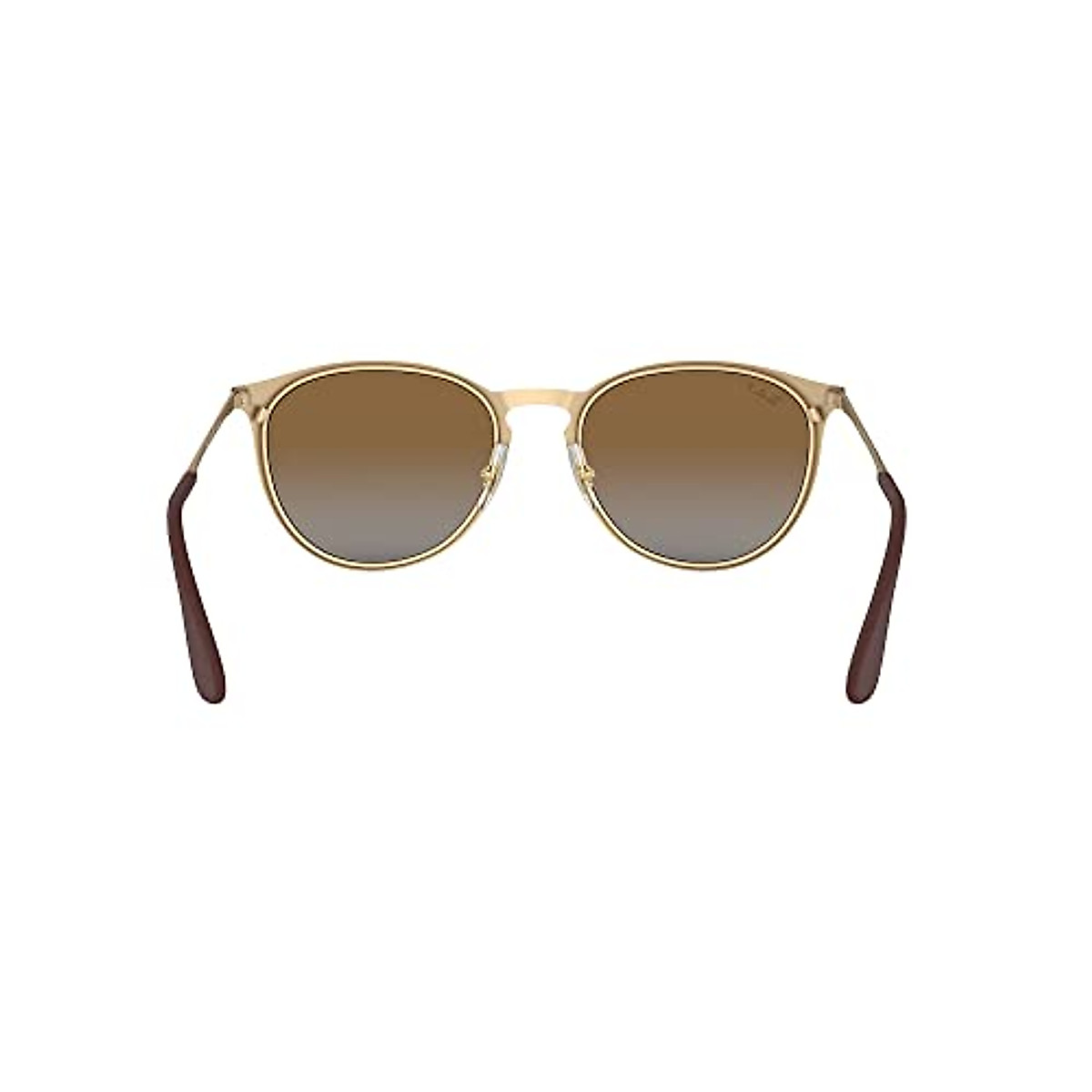 Ray-Ban RB3539 Erika Metal Round Sunglasses, Matte Gold/Polarized Grey Gradient Brown, 54 mm