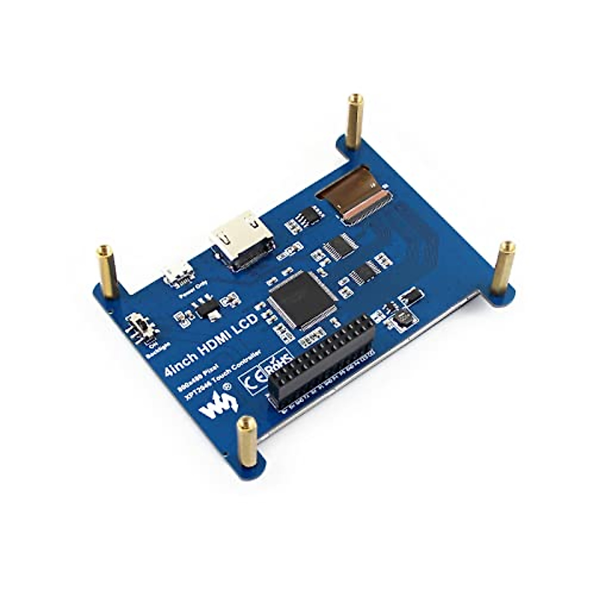 waveshare 4inch Resistive Touch Screen LCD Compatible with Raspberry Pi 4B/3B+/3A+/2B/B+/A+/Zero/Zero W/WH/Zero 2W CM3+/4 480×800 Resolution HDMI IPS Low Power Consumption Supports Windows