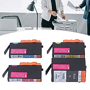 4Pcs Ink Cartridges, Refill Cartridge Replacement, with 4 Color of Black Cyan Magenta Yellow, for Print Photos, Test Papers, Documents