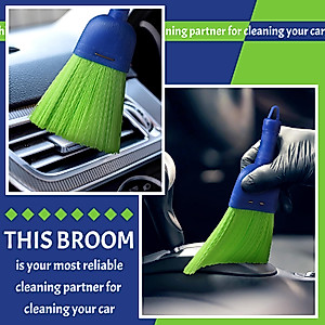 Domensi 2 Pcs Whisk Broom Poly Fiber Handheld Brush Hand Broom Outdoor Broom Car Broom with Hang Hole for Cleaning Inddoor Porches Floors Decks Driveways Dirt Dust