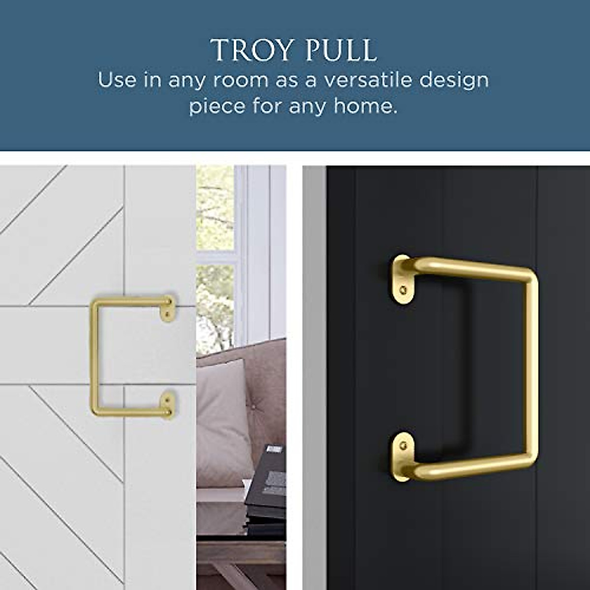 National Hardware N700-105 Troy Pull Handle, Interior Sliding Barn Door Hardware, 8-Inches, Brushed Gold