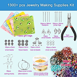 1250+ Pcs Crystal Beads for Jewellery Making 24 Colors Irregular Gemstone Chip Beads for Necklace Bracelet Ring Earring DIY Crystal Jewellery Making Kit