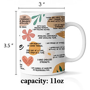 Hijie Positive Self Love Coffee Mug, Inspirational Gifts for Women Men, Positive Affirmation Gift for Friends Daughter Colleague Students Bestie, Daily Positive Mug Gift, 11 Oz Ceramic Cup