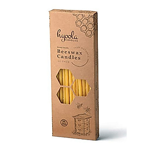 Hyoola Beeswax Skinny Taper Candles – 50 Pack - Natural Dripless Decorative Candles with Long Lasting Burn – Elegant Taper Design, Soothing Scent – 9” Tall – Handmade in The USA