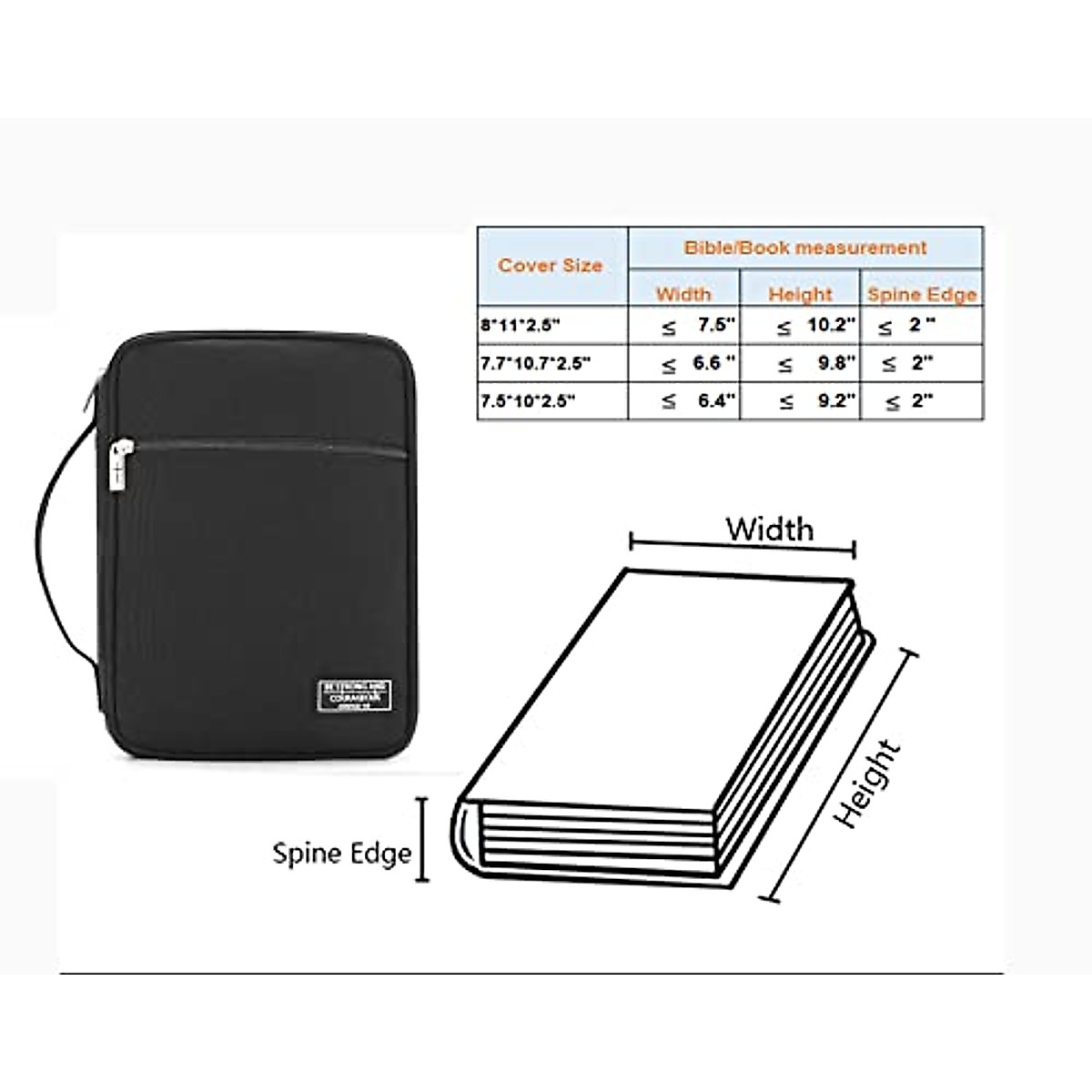 Bible Cover, Christ Garden Canvas Bible Case for Men Women Black 7.5x10x2.5 in, Fits Bibles Up to 6.4X 9.2x2 in