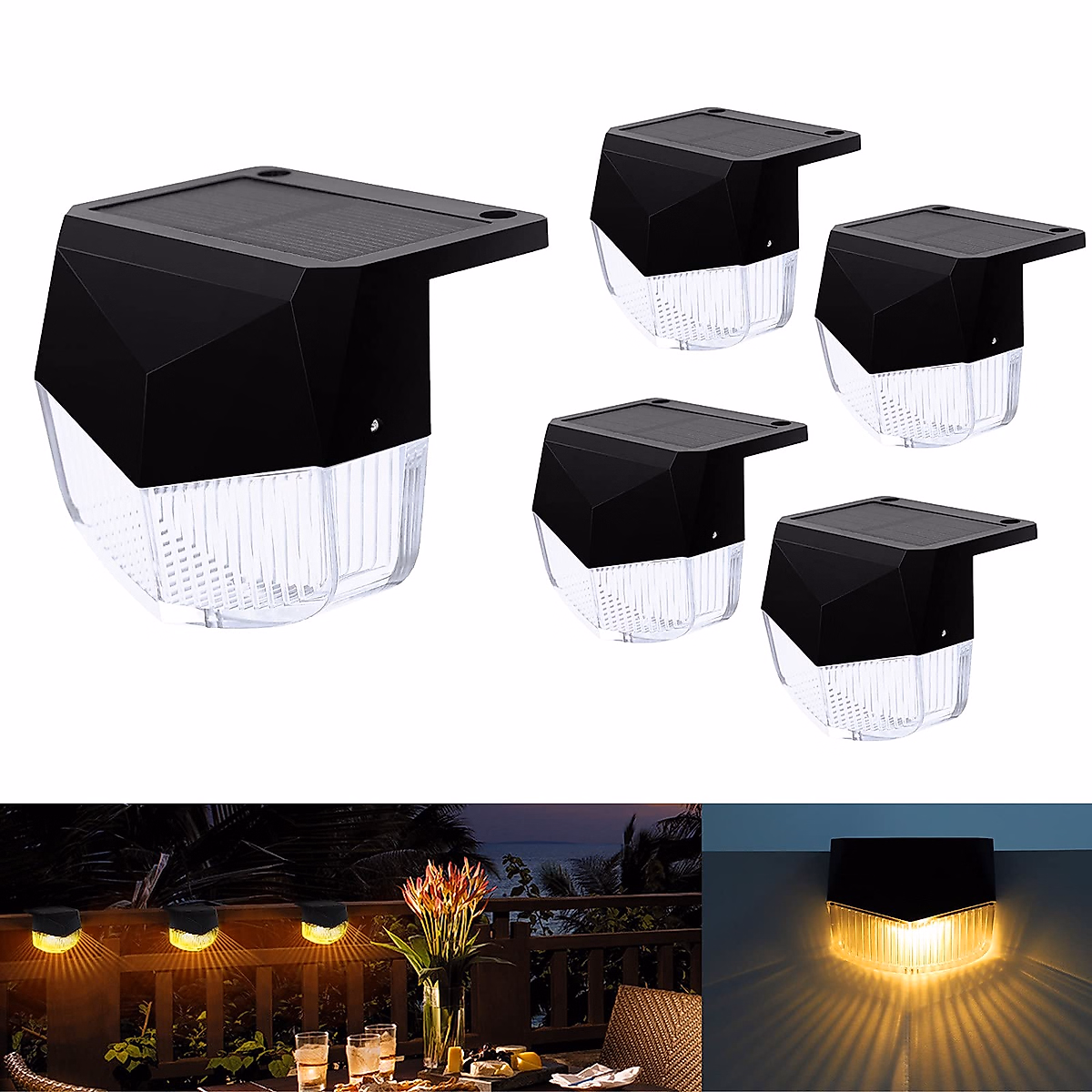 Kihoplly Solar Step Lights Outdoor, 4 Pack Solar Deck Lights Waterproof LED Solar Fence Lights for Garden Fence Patio Yard Stair Pathway Driveway Dock Porch Path