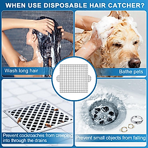 Disposable Shower Drain Hair Catcher, 4.1 Inch Shower Drain Cover Mesh Stickers, 25 Pack