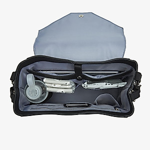 The Honest Company Urban Convertible Tote Backpack | Diaper Bag with Changing Pad | Black Vegan Leather with Silver Hardware | PVC-Free Lining | 8 x 14 x 12