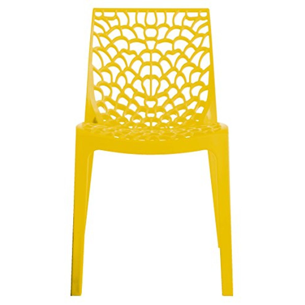 Upon Gruvyer Indoor Outdoor Dining Chairs, from Italy, Stackable, Strong - Brilliant Yellow (2 Chairs)