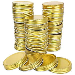 ZOEYES 50 pcs Regular Mouth Mason Canning Jar Lids, Reusable Metal Lids for Mason Jar, Leak Proof Secure Mason Storage Covers Caps (Gold)