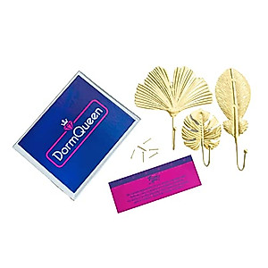 Dorm Queen Gold Decorative Wall Hooks – Set of 3 | Gold Hooks for Hanging Keys, Hats and Jewelry | Gold Wall Hooks | Wall Hooks Decorative | Decorative Hooks | Hat Hooks for Wall | Brass Hooks