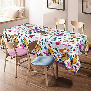 HHLCWA 3Pcs Art Paint Party Tablecloths, Disposable Art Plastic Table Cover for Boys & Girls Art Painting Them Birthday Party Supplies Decorations, 86.6 x 51.2inch