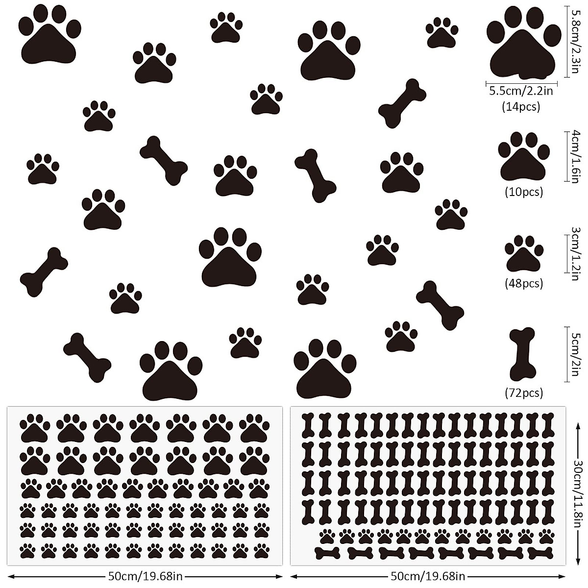 Epakh Dog Paw and Bone Print Stickers Removable Puppy Paw Wall Decals Decoration Animal Footprint Gifts for Dog Lover Bedroom Living Room(Dog Paw)