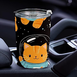 QWEUIOP 20oz Insulated Travel Coffee Mug Cute Cartoon Cats Stainless Steel Tumbler with Lid Double Wall Vacuum Coffee Cup For Hot and Cold Drinks14089
