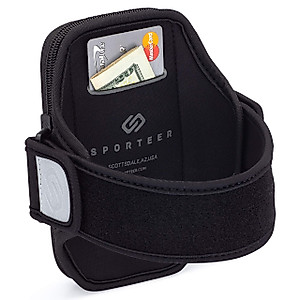 Sporteer Velocity V7 Running Armband - Compatible with iPhone 15, 15 Pro, 14, 14 Pro, 13, 13 Pro, iPhone12/12Pro, Galaxy S24, S23, S22 5G, Google Pixel, and Many More Mobile Phones - Fits Most Cases