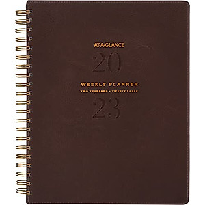 AT-A-GLANCE 2023 Weekly & Monthly Planner, 8-1/2" x 11", Large, Spiral Bound, Monthly Tabs, Pocket, Signature, Brown (YP90509)