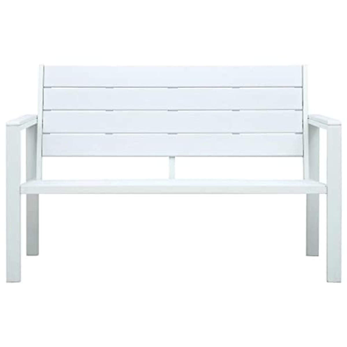 vidaXL Patio Bench Garden Outdoor Balcony Terrace Outside Backyard Yard Porch Home Furniture Seat Lounge Seating HDPE White Wood Look