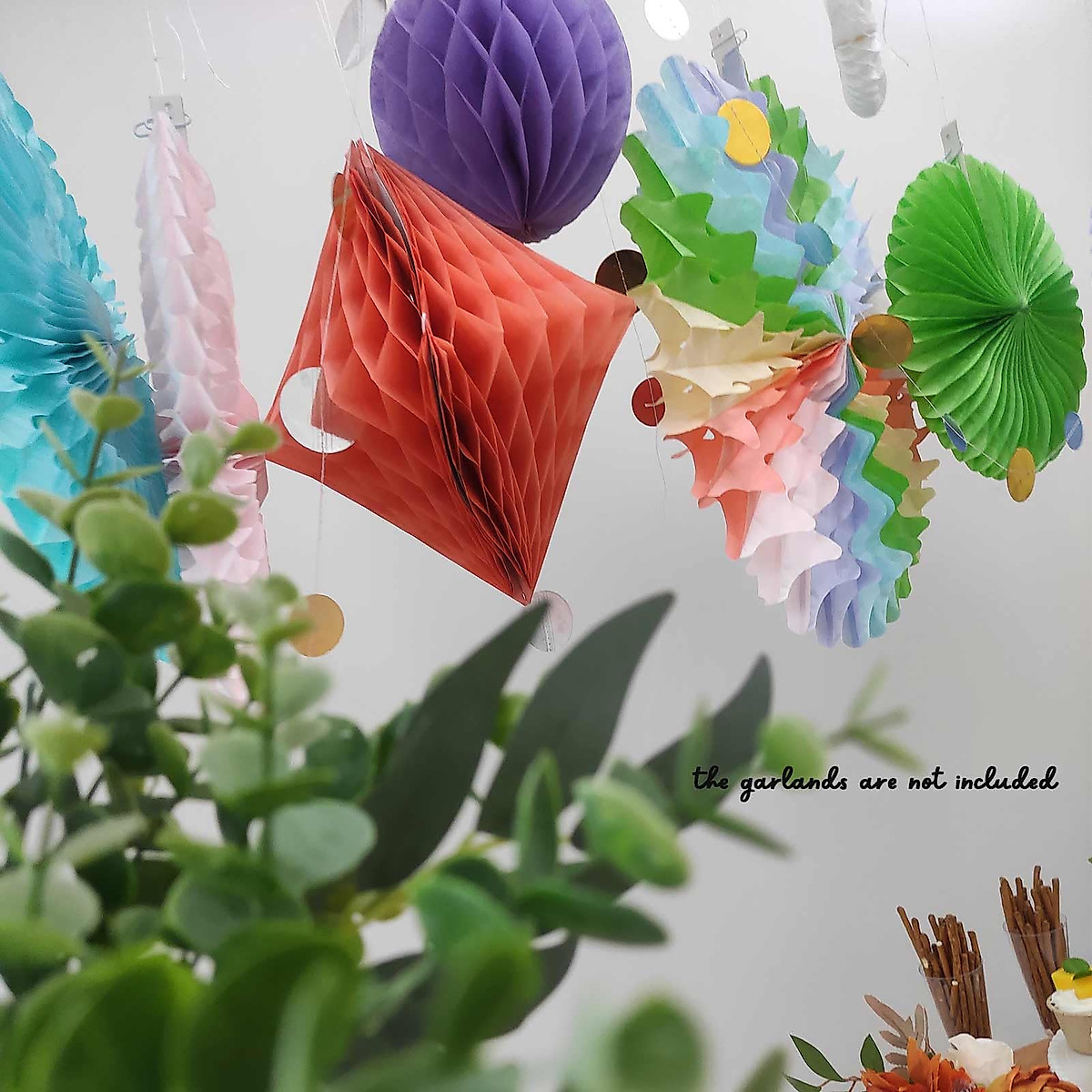 20Pcs Multi-Color Pastel Rainbow Paper Honeycomb Balls Fans Decoration Kit for Colorful Ceiling Decor Candy Birthday Party Baby Bridal Shower Wall Room Backdrop Decor Wedding Party Supplies