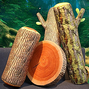 Decorative Round Throw Pillow, Comfortable Kids Funny Cute Wood Log Pillow Circle Seating Stump Floor Cushion for Home, Couch, Sofa, Bedroom, Living Room Decor (35.4in Ginkgo)