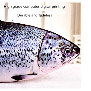 OUKEYI 31.5“Simulation Fish Plush Toy Pillow，Decorate Soft Fish Decorate Pillow Cushion Stuffed Decorate Oversized Pillow Creative Gift Home Decor (Salmon)