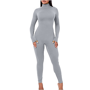 Ceboyel Women Long Sleeve Jumpsuit Tracksuit High Neck Running Onesie Rompers Sexy Casual Club Bodycon Outfits