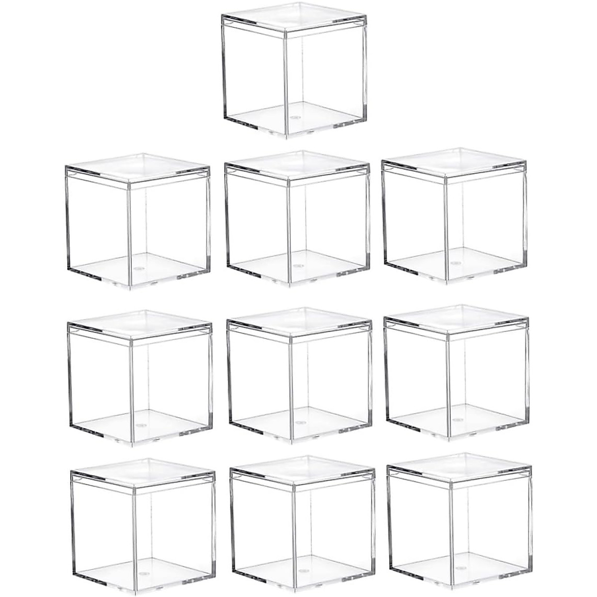 GLEAVI Clear Square Cube 60 Pcs Packing Box Candy Containers Party Candy Bag Party Gift Candy Cake Gift Container Candy Packaging Case Party Candy Storage Cases Seal Specimen Acrylic