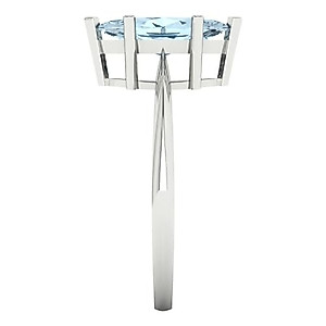 Clara Pucci 1.50 ct Marquise Cut Solitaire Natural Aquamarine Engagement Bridal Promise Anniversary Ring 18K White Gold Size 10.25