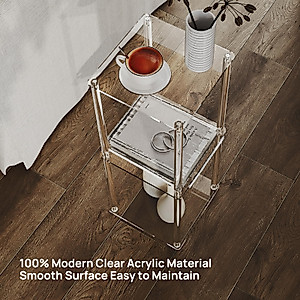 HMYHUM Acrylic Drink Table for Small Spaces, 10" Square, Clear Small Side Table/End Table for Living Room, Sofa, Easy Assembly, Modern, 26" H