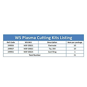 WeldingStop 249927 Tip 30A 249926 Electrode 249931 for Miller Spectrum 375/625 X-TREME Cutter XT30 XT40 Torch PK-21