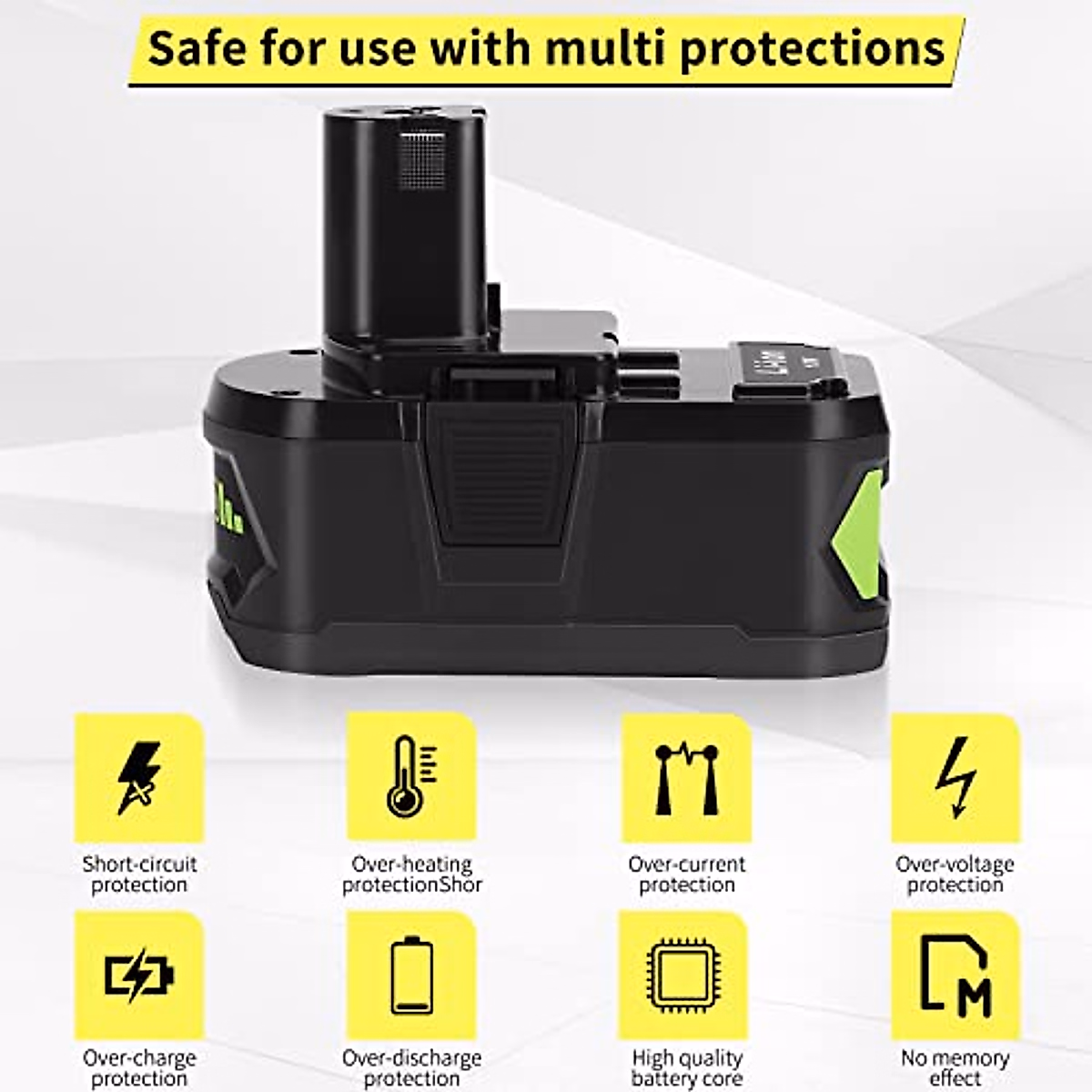 BiBiSi 6.5Ah P108 18 Volt Replacement Battery for Ryobi 18V Battery 2 Pack Cordless Tool Battery Packs Compatible with P102 P103 P104 P105 P107 P108 P109 P190 P122