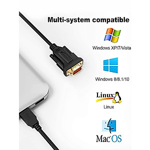 CableCreation USB to RS232 Cable (FTDI Chipset), 3 Feet RS-232 Male DB9 Serial Converter Cable for Windows 11, 10, 8.1, 8,7, Vista, XP, 2000, Linux, Mac OS X,1M / Black