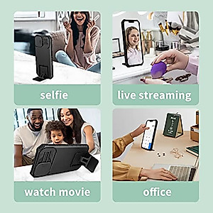 YOUULAR Case Compatible with Xiaomi Redmi Note 12 Pro 5G/Xiaomi Poco X5 Pro 5G Dimensional Bracket Sliding Window Mobile Phone Case Shockproof Protective Phone Cover Poco X5 Pro Military Cases Black