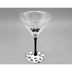 Paw Print Martini Glass - Pet Lover Gift - Dog, Cat Prints - Cocktail Glass